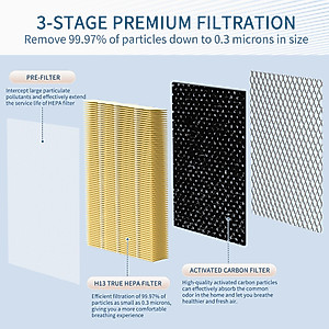 Zouhwaso Pet Care MA Series 15 Replacement Filter compatible with MA Series 15 Air Cleaner pur-ifier, 3-in-1 Composite Filter with Upgrade acti-vated car-bon, H13 True HEPA and Pre-filter, Pack of 6