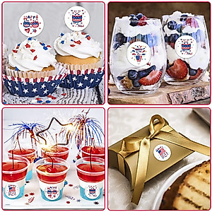 FLYAB Independence Day Labels sticker,1.5" Happy 4th of July stickers, Patriotic Sticker for candy Envelope Seals Card Gift Wrap kids classroom Fourth of July Party Favor Decorations