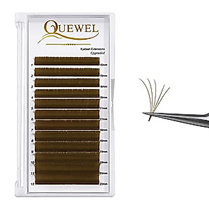 Volume Eyelash Extensions Brown 0.07mm C Curl Color Lash Extensions 15-20mm Mixed Lash Tray Rapid Blooming 3D 4D 5D 6D 8D 10D Easy Fan Volume Lashes Extensions by QUEWEL (Brown 0.07 C 15-20mm)