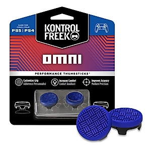 KontrolFreek Omni for Playstation 4 (PS4) and Playstation 5 (PS5) | Performance Thumbsticks | 2 Low-Rise Concave | Blue