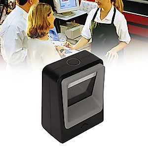 MJ 8200 QR Code Scanner, Omnidirectional Desktop Automatic 1d Barcode Reader with Large Scanning Window, for Pdf417 on Id Cards, Driver's Licenses, Passports, for Supermarkets Libraries Retail Stores