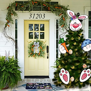 Auirre Easter Bunny Christmas Tree Topper, Rabbit Egg Carrot Decorative Tree Ornaments Decor, Holiday Indoor Home Decorations Party Supplies