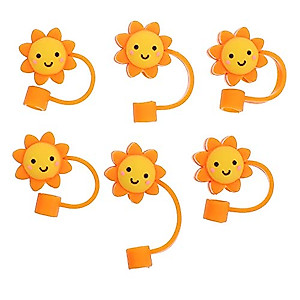 6pcs Straw Covers Cap, Silicone Straw Tips Covers, Reusable Silicone Straw Covers For Reusable Straws, Anti Wrinkle Drinking Straw Dispensers