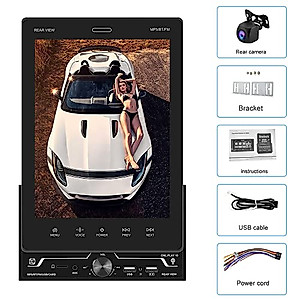 Podofo Double Din Apple Carplay Car Stereo 9.5 Inch Vertical Touch Screen Car Player Radio with Bluetooth, FM Radio, Mirror Link, SWC, USB + AHD Backup Camera