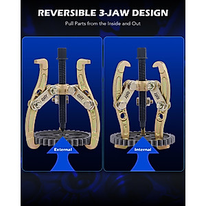 Orion Motor Tech Gear Puller Set, 3" 4" 6" 8" 3 Jaw Puller Kit for Pulley Gear Bearing Flywheel Removal, Heavy Duty Pulley Puller with Reversible Jaws 4 pcs Bearing Puller Tool Kit