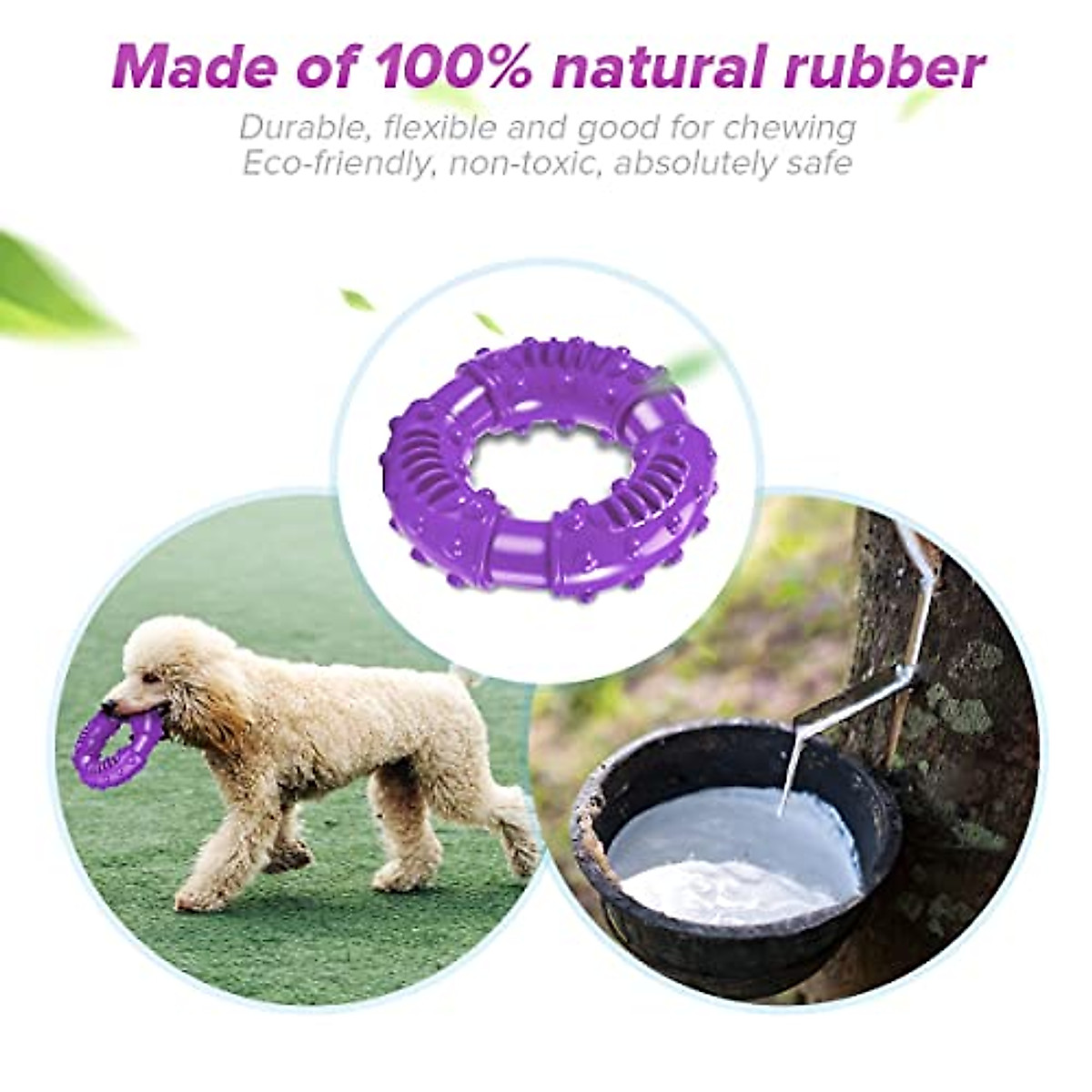 Feeko Dog Chew Toys for Aggressive Chewers Large Breed, Natural Rubber Indestructible Dog Toys, Tough Durable Puppy Chew Toy for Medium Large Dogs - Fun to Chew, Chase and Fetch(Purple)