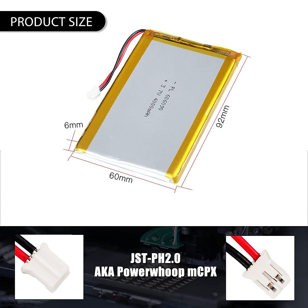AKZYTUE 3.7V 4000mAh 606090 Lipo battery Rechargeable Lithium Polymer ion Battery Pack with PH2.0mm JST Connector
