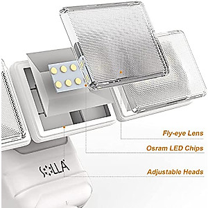 SOLLA Battery Powered LED Flood Light Outdoor, Wireless Motion Sensor Security Lights, 5000K, IP65 Waterproof, Flood Light Battery Operated, 3 Head Motion Detector Light for Garage,Yard, Porch