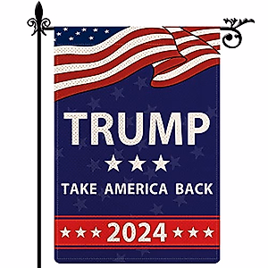 PLMMEOUR Trump 2024 Take America Back Garden Flag Double Sided Yard Flag Banner Lawn Outdoor Decoration Election Day Garden flag 12.5x18 In