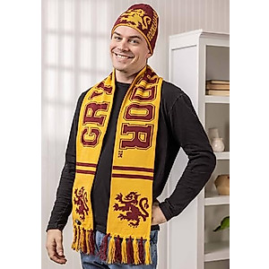 elope Harry Potter Gryffindor House Reversible Knit Scarf for Adults and Kids Standard
