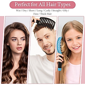 Zopeal 9 Pieces Boar Bristle Curved and Vented Brush for Detangling Dry, Wet, Curly, Thick or Straight Hair - Enhances Shine for Women, Men, and Kids