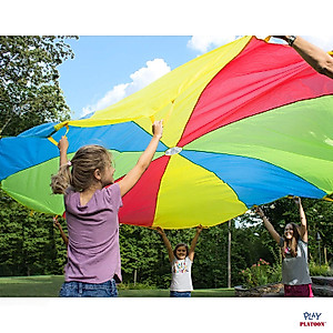 Play Platoon Rainbow Parachute Toy for Kids, 12 ft Play Parachute Game for Kids with 16 Handles, Parachute for Kids, PE Equipment for Elementary School Gym Class, Backyard/Indoor Play Equipment