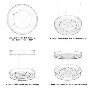 VAEHOLD 2 Tier Lazy Susan Turntable Spice Rack Organizer for Kitchen Cabinet, Farmhouse Tiered Tray Decorative Trays for Fruit, Snacks - Organizer for Cupboard, Pantry, Bathroom, Table