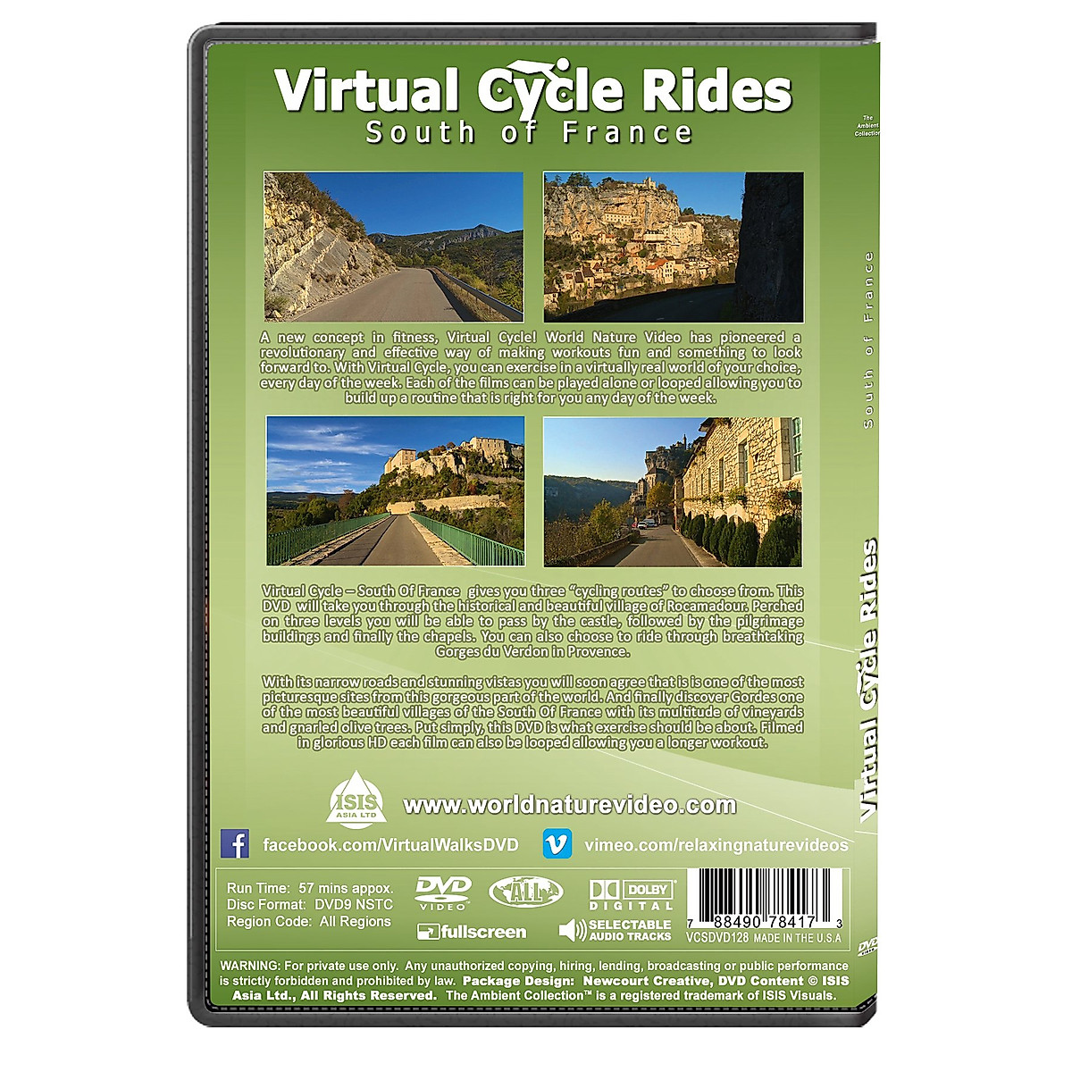 Virtual Cycle Rides - South of France - for Indoor Cycling, Treadmill and Running Workouts