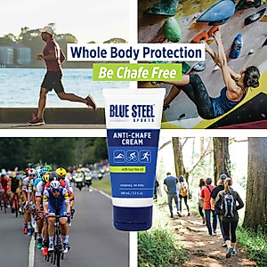 Blue Steel Sports Anti Chafe Cream | Long lasting Chafing Protection | Water & Sweat Resistant | Non Sticky & Non Greasy | Non Staining| Whole Body Protection | Gentle on Sensitive Skin