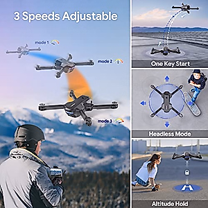 TOMZON T4W Drones with 2K Camera for Adults, Foldable FPV Drone for Beginners with Long Range, One Key Take off/Land, Altitude Hold, RC or APP Control, Circle Fly, Gravity Mode 2 Batteries 36 Mins