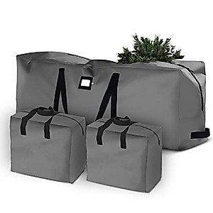Zober Christmas Tree Storage Bag - for Artificial Trees up- to 9-Ft. Tall - Garland Bag, (2 pc set) Durable Waterproof Material With Stitched Reinforced Carrying Handles