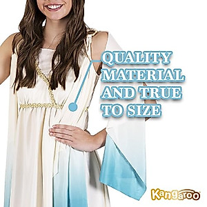 Kangaroo Greek Goddess Dress with Gold Leaf Headpiece I Perfect for Greece Dress Up Halloween Fairy Cosplay Athena Costume