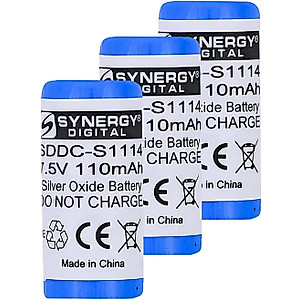Synergy Digital Dog Collar Batteries, Compatible with Pet Stop UltraMax Receiver Dog Collar, (Silver Oxide, 7.5V, 110 mAh) Ultra High Capacity, Combo-Pack Includes: 3 x SDDC-S1114 Batteries