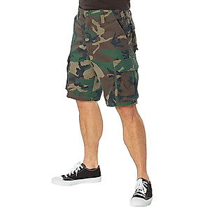 ROTHCO Paratrooper Mens Cargo Shorts Woodland Camo size Large