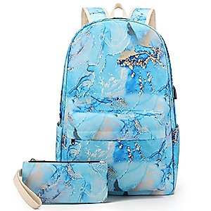 EZYCOK Laptop Backpack for Girls Women, Water Resistant School Bookbag Casual Daypack Travel Backpack with USB Charging Port