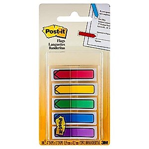 Post-its Arrow Flags, Assorted Primary Colors 34K8Z.47 in. Wide, 100/On-the-Go Dispenser, 1 Dispenser/Pack