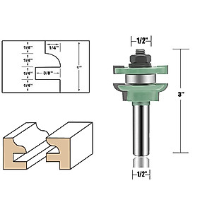 OLETBE 3 PCS Router Bit Set, 1/2-Inch Shank Round Over Raised Panel Cabinet Door Ogee Rail and Stile Router Bits, Woodworking Wood Cutter, Wood Carbide Groove Tongue Milling Tool