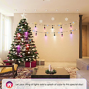 YLXS 48FT RGB String Lights with Rope Fairy, LED RGB Café Patio Lights Outdoor with Remote, Waterproof Shatterproof Edison String Lights for Garden