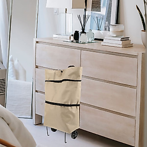 OUNONA Grocery Cart Bag with Wheels Reusable Portable Collapsible Trolley Bags Hand Pulling Utility Collapsible Grocery Bag with Hand Folding Shopping Cart