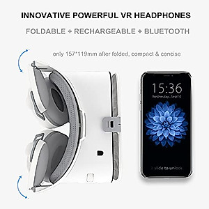 VR Headset, Virtual Reality Headset w/Controller & Headphones for Kid Adult Play 3D Game Movie, Universal VR Set Glasses Goggle Bundle for PC Android Phone for iPhone 13 12 11 Pro X S R Max Samsung