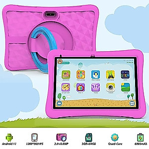 Kids Tablet 10 inch Toddler Tablet Android Tablet for Kids 3GB RAM 64GB ROM Tablets 10.1" IPS Touch Screen 1280x800, Iwawa & Parent Control kid Tablet WiFi Dual Camera, 6000mAh Battery Shockproof Case