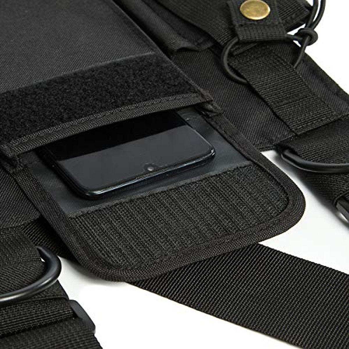 Radio Shoulder Holster Chest Harness Holder Vest Rig for Two Way Radio Chest Front Pack Pouch Walkie Talkie Case with Front Pouches for Kenwood Arcshell Retevis Baofeng UV-5R F8HP UV-82 888S (Black)