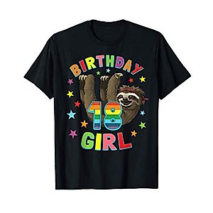 Girl 18th Birthday Sloth 18 Year Old B-day Party Women T-Shirt