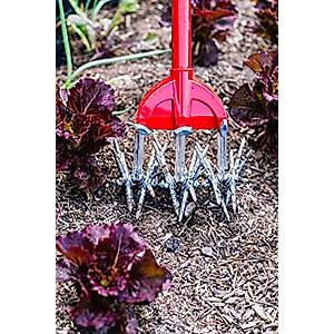 Garden Weasel Cultivator and Hand Tiller 90206 - Garden Tiller with Detachable Tines - Manual Hand Ground Tiller - Weather and Rust Resistant - Carbon Steel