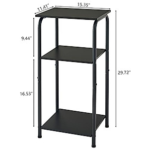 Tajsoon Tall End Table 3 Tier 30 Inch Narrow Side Table with Storage Shelves, Small Table Stand for Small Spaces with Metal Frame, Small Sofa Table for Living Room, Bedroom, Office, Black