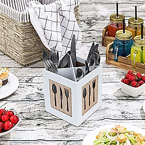 handrong Silverware Caddy Wooden Utensil Cutlery Flatware Caddy Utensils Holder Flatware Cutlery Storage Organizer Holds Spoons Forks Knifes for Kitchen