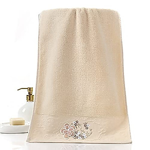 Tinymumu Hand Towels Set of 2 Embroidered Floral Pattern 100% Cotton Absorbent Soft Towel for Bathroom 13.4 x 29.1 Inch (Brown)