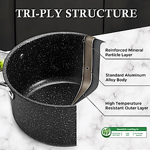 Aufranc 7pcs Nonstick Pots and Pans Set, Stainless Steel Non Stick Cookware Set, Kitchen Induction Cooking Pot and Pan Set Compatible with All Cooktops, Oven & Dishwasher Safe, Non-Toxic (Black)