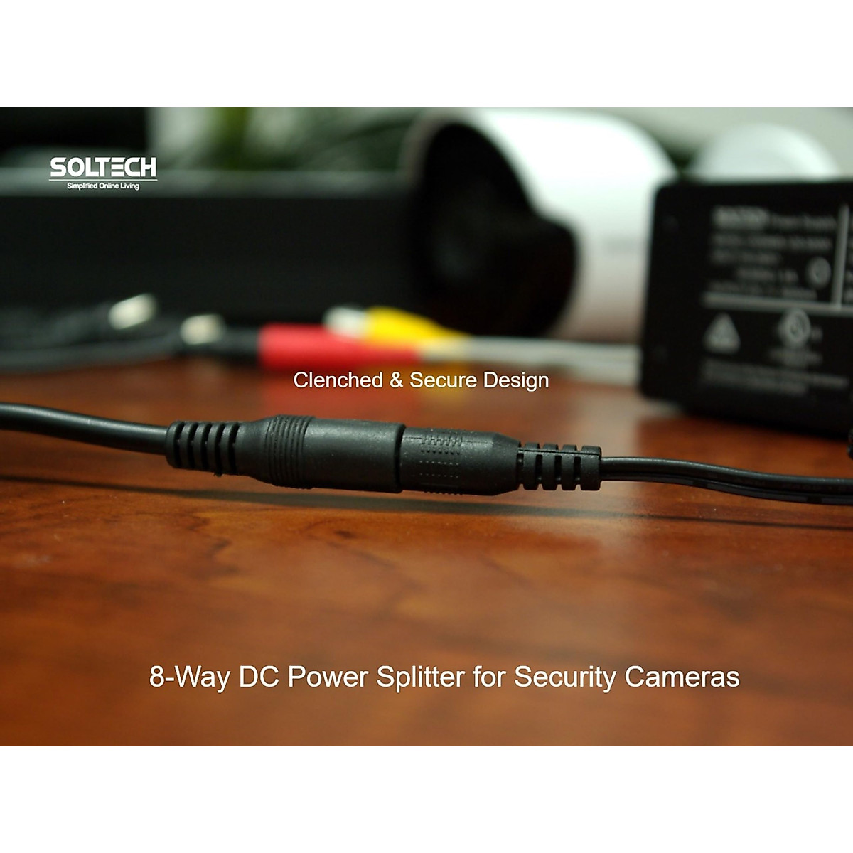 SOLTECH 8 Way DC Power Supply Splitter for Security Cameras 1 Female to 8 Male 5.5 * 2.1mm 8 Channel Y Adaptor for CCTV Surveillance Cameras (1)