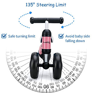 Baby Balance Bike Walker Toy Toddler Bicycle Tricycle,Best First Birthday Gift for Girl and boy in 1 to 2 Years Old,Ride on Toys for Kids,Newborn and Little Child's Riding Vehicle Pink