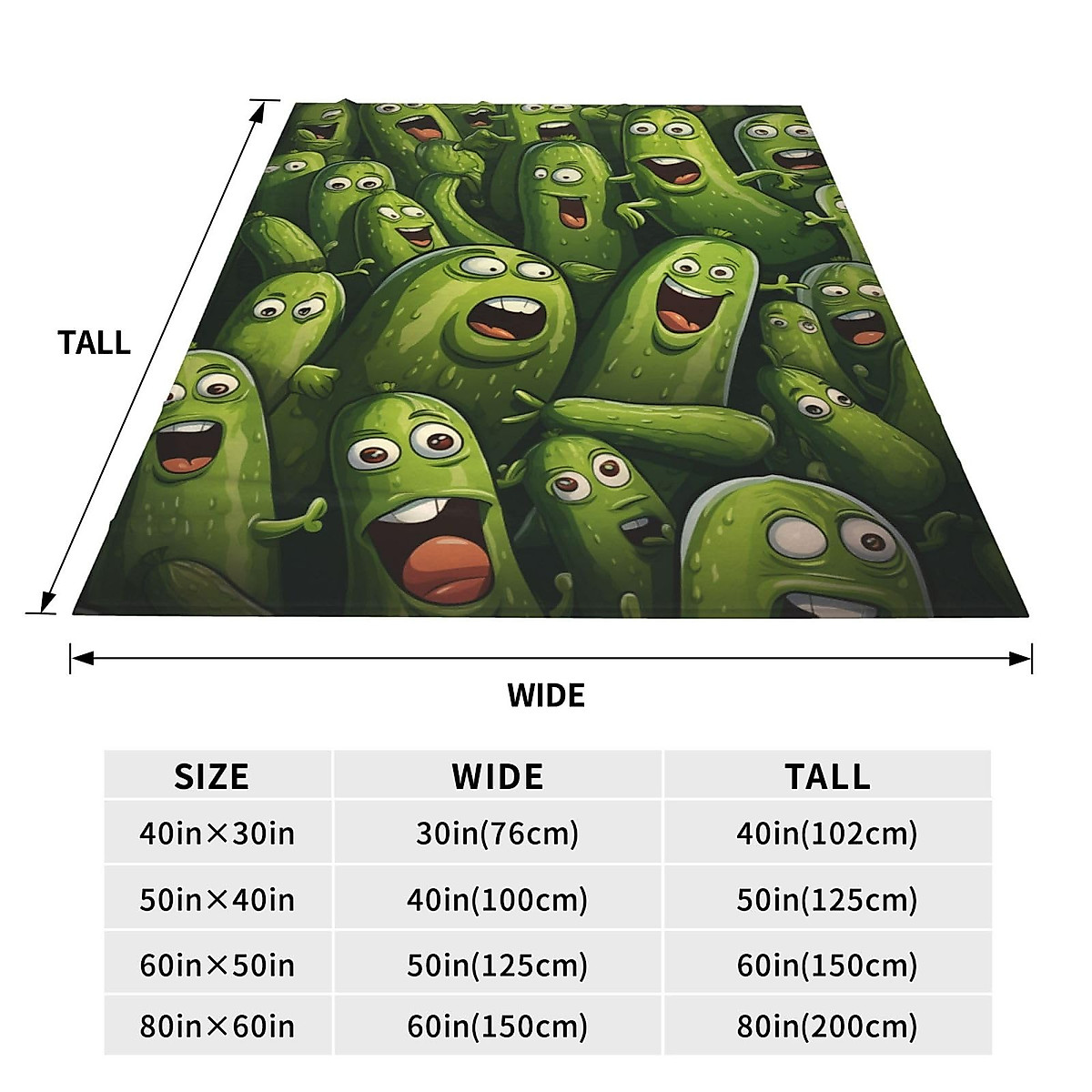 Turamurra Pickle Blanket Funny Gift for Girl Women Comfy Plush Cartoon Pickles Fleece Throws Food Lightweight Sheet Super Soft Teen Kid Quilt Flannel Blankets for Bedding Sofa 60x50 Inches