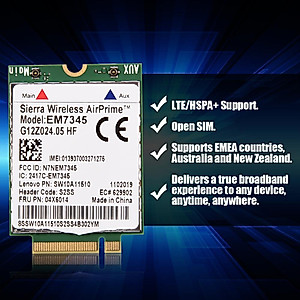 EM7345 Module Card,04X6014 4G LTE WWAN Card Module,ThinkPad Dedicated 4G Module,NGFF/M2 Interface for Thinkpad X250 X1C W550 T450 X240 T440 EM7345, High Speed LTE Mobile Broadband