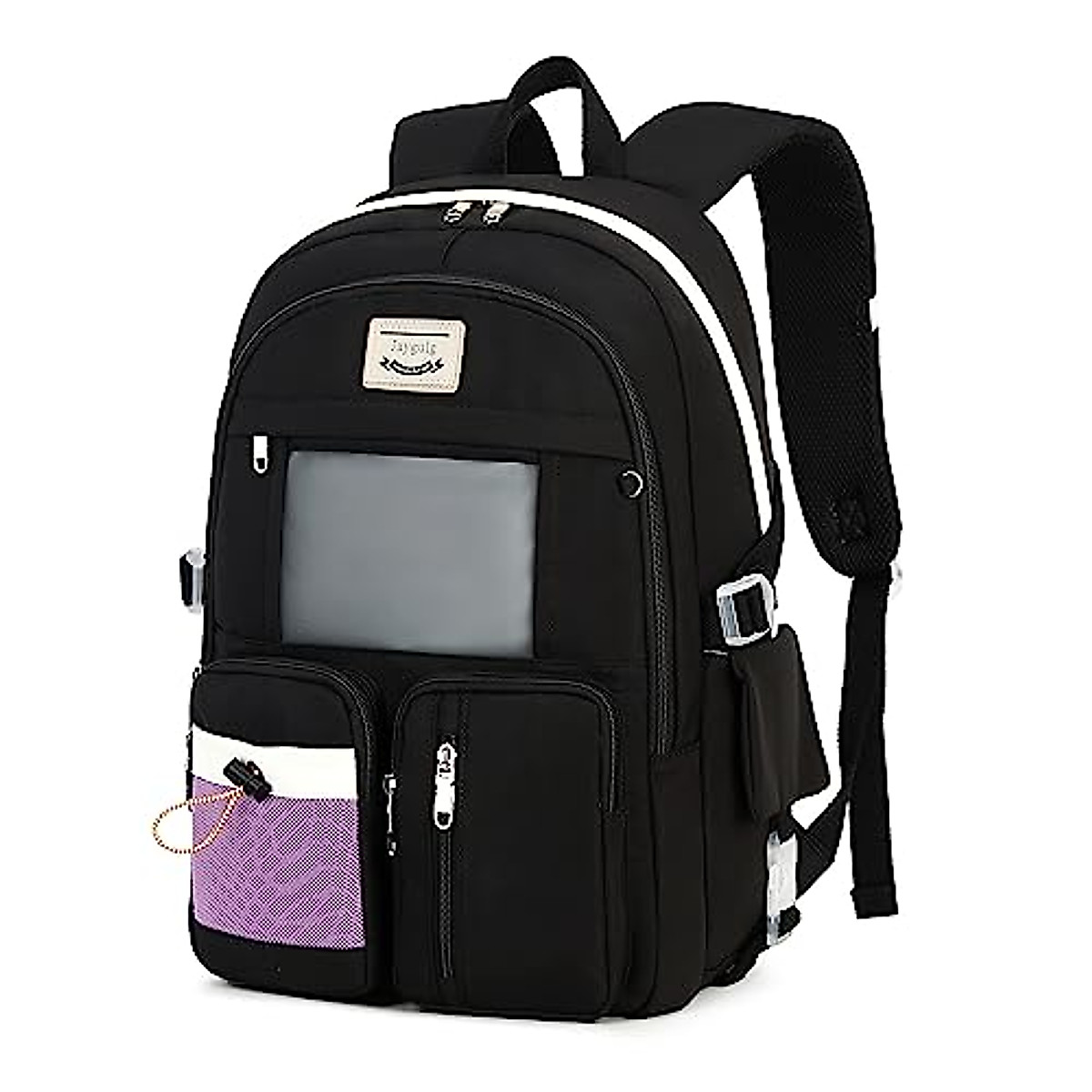 Jaygulf Waterproof Women Backpack Fashion Girl Travel Daypack Black