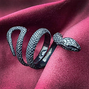 Womens Black Snake Rings Knuckle Cool Snake Ring Stainless Steel Jewelry For Teen Girls Size 6