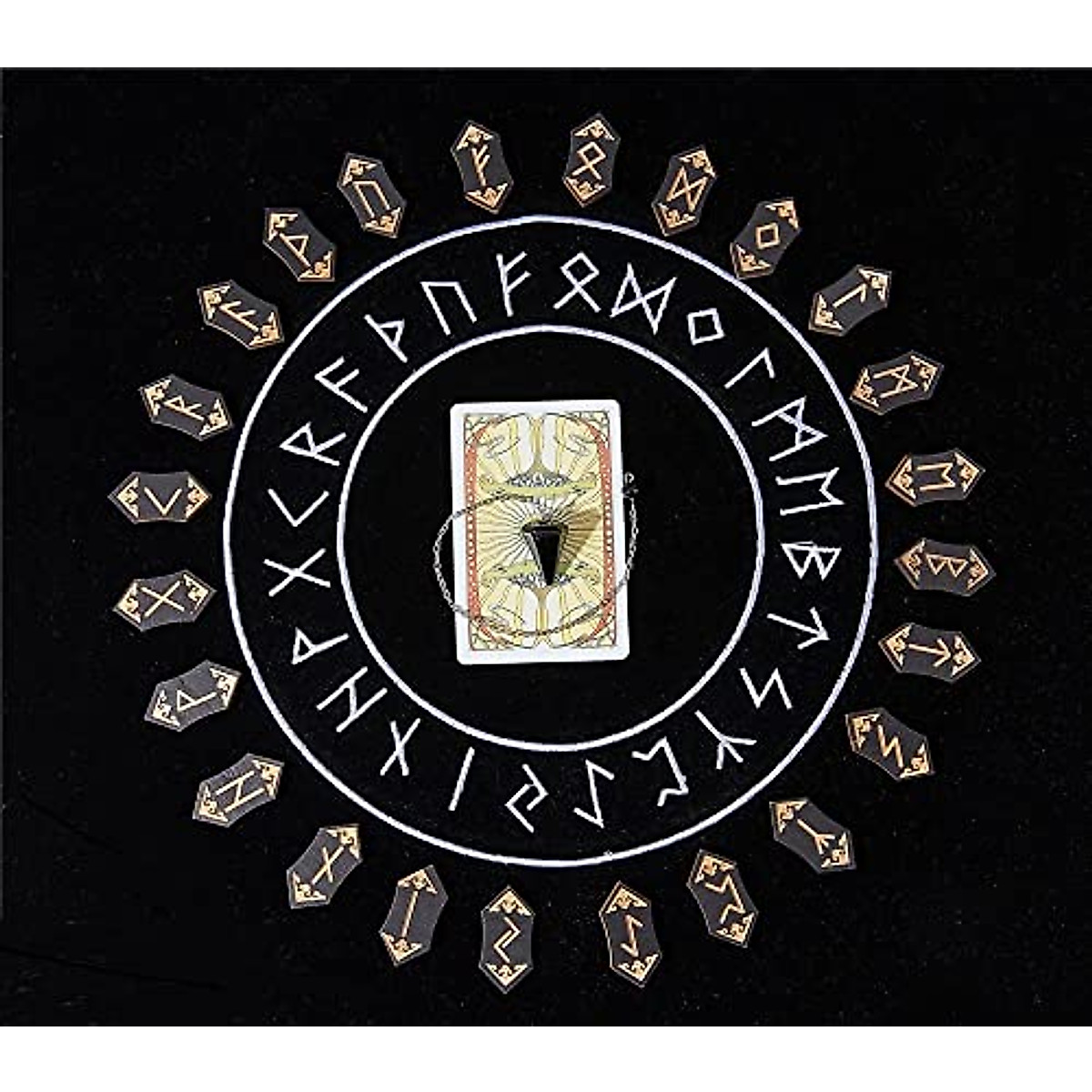 CRASPIRE Wood Rune Set Handmade Wooden Divination Tool with Altar Cloth Dedicated Storage Bag Rune Casting Witchcraft Supplies for Divination Entertainment