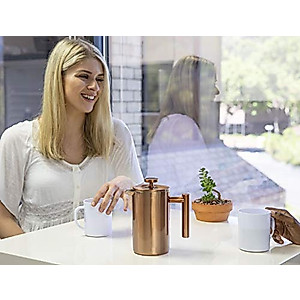 MIRA 20 oz Stainless Steel French Press Coffee Maker | Double Walled Insulated Coffee & Tea Brewer Pot & Maker | Keeps Brewed Coffee or Tea Hot | 600 ml (Gray)