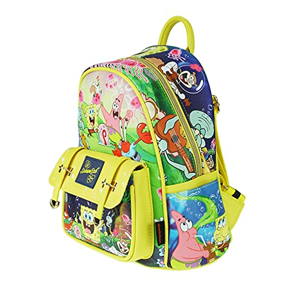 KBNL SpongeBob 11 inch Faux Leather Mini Backpack - A21343, Multicolor, Small