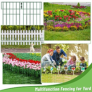 YALINKA 10Pcs Green Decorative Garden No Dig Fence, Rustproof Metal Wire Fencing Border Animal Barrier for Dog Pet Rabbits, Fencing Flower Edging for Yard Landscape Patio Outdoor Decor, T Shape