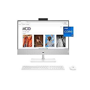 HP Pavilion 23.8 inch All-in-One Desktop PC, Intel Core i7-12700T Processor, Intel UHD Graphics 770, 16 GB Memory RAM, 1 TB 7200RPM SATA Hard Drive, Windows 11 Home (24-ca1180, Snowflake White)