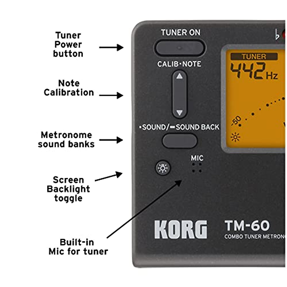 Korg TM60BK Tuner Metronome, Black